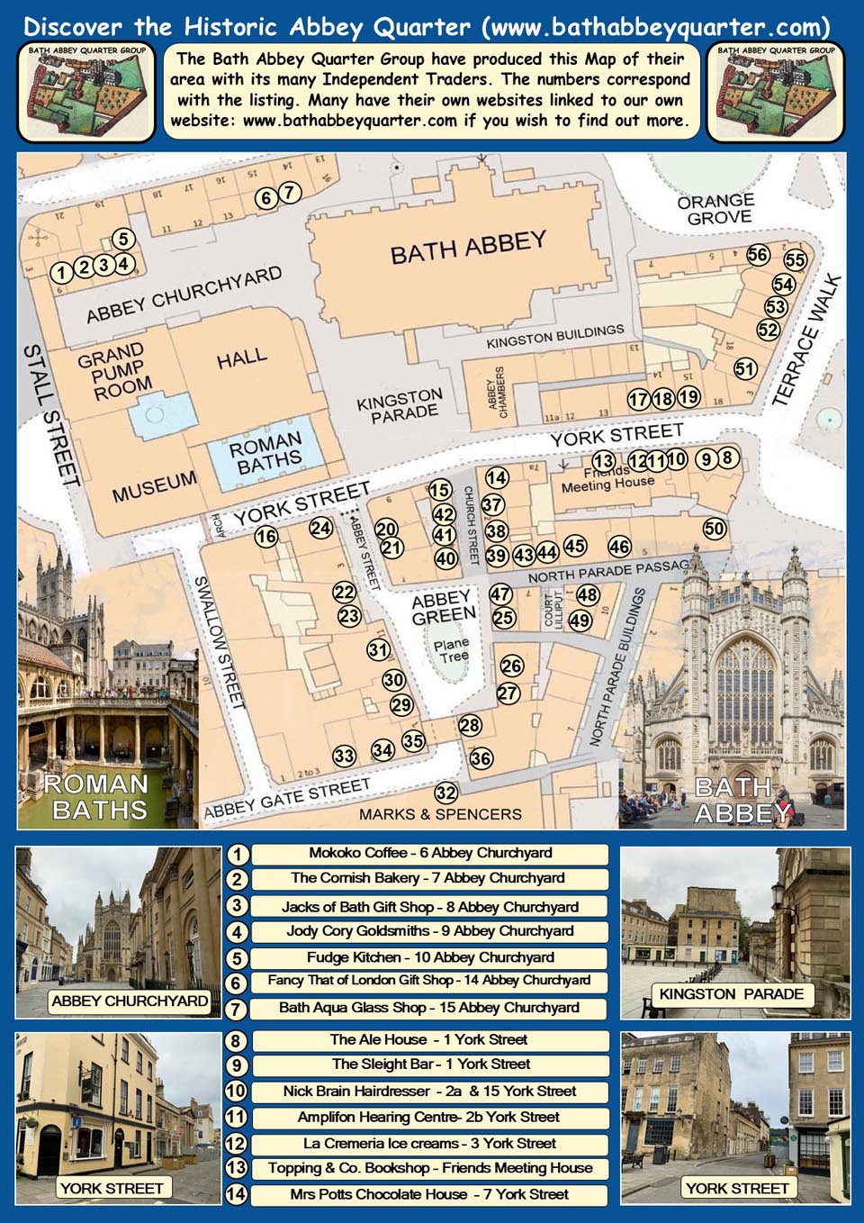 Bath Abbey Quarter traders Map